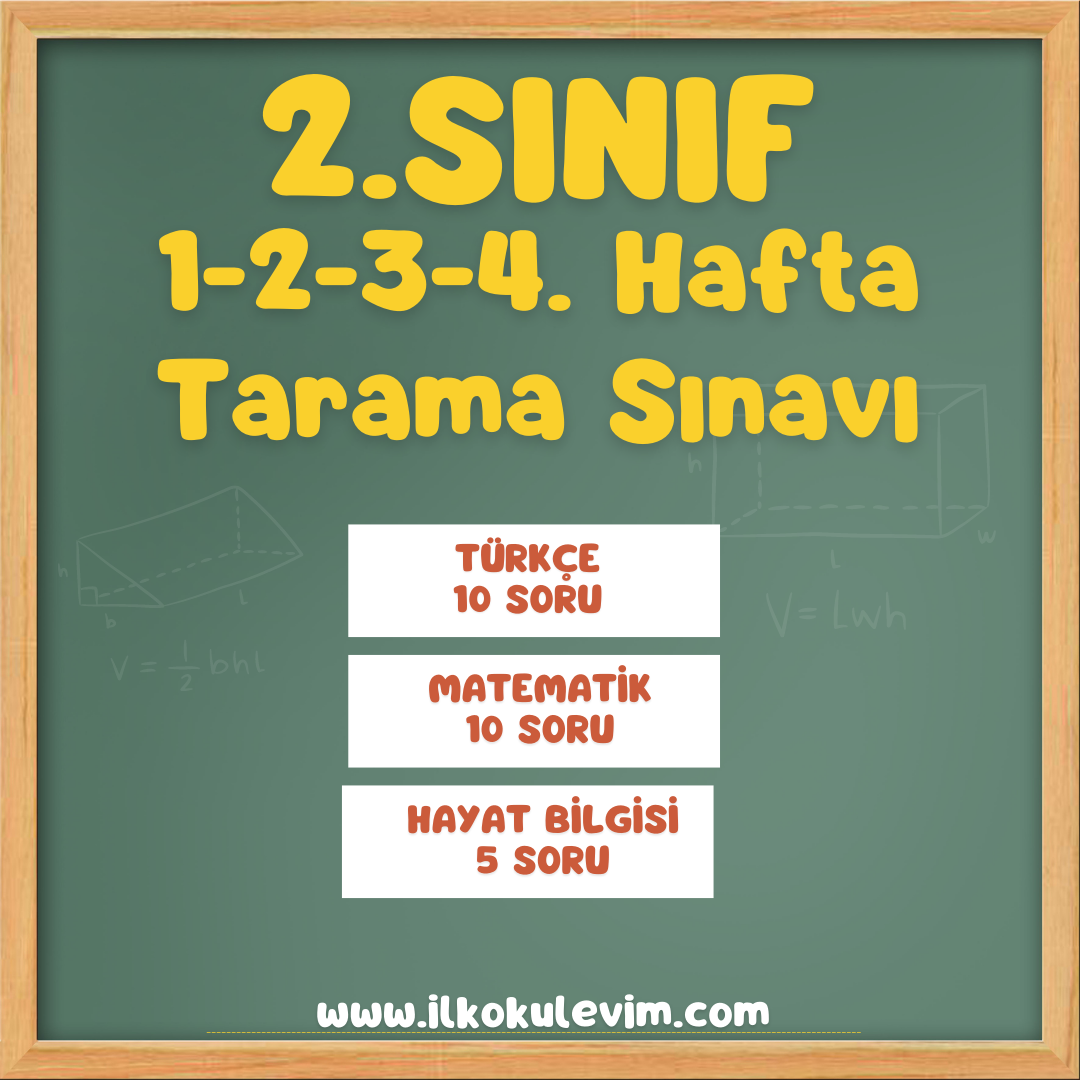 2. Sınıf 1-2-3-4. Hafta Tarama Sınavı – İlkokul Evim | İlkokul Ders ...